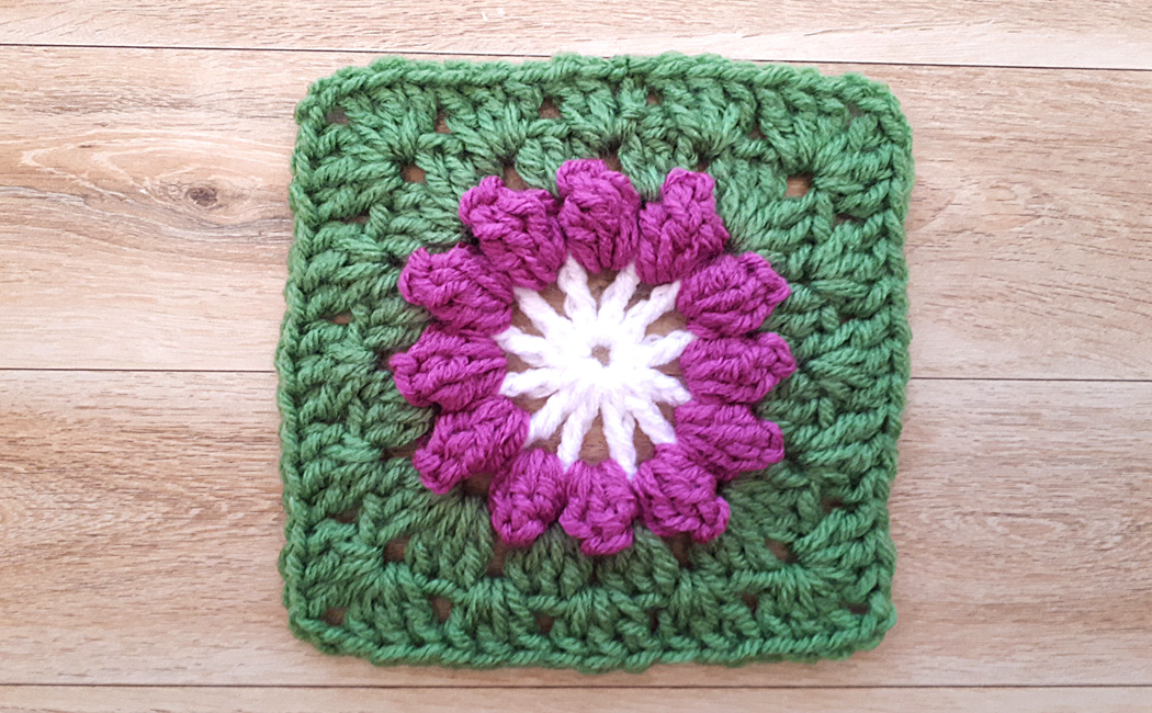 Popcorn Flower Granny Square - Create and Crochet